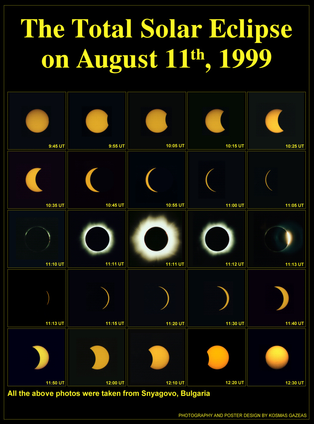 Sun eclipse 11 August 1999 as seen from Snyagovo, Bulgaria
